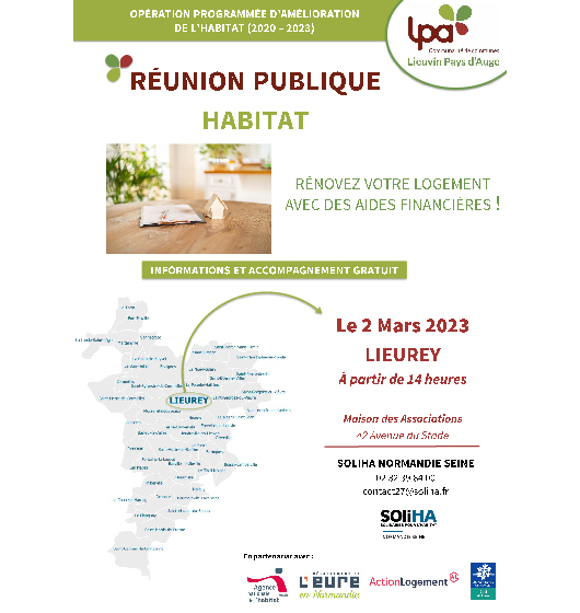 Affiche Réunion Public Lieurey - LPA - SOLIHA Normandie Seine